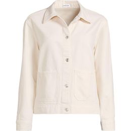 LANDS' END Soft Comfort Jeansjacke im Leinenmix, Damen, size: regular, Elfenbein, by Lands' End