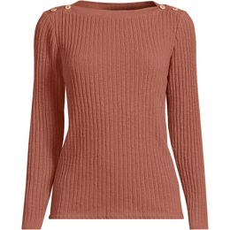 LANDS' END Rippstrick-Shirt mit U-Boot-Ausschnitt f&uuml;r Damen, Damen, size: regular, Braun, Elasthan/Baumwoll-Mischung/Polyester-Mischung, by Lands' End