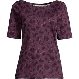 LANDS' END Supima&reg; T-Shirt mit U-Boot-Ausschnitt und gekn&ouml;pfter Schulter in Petite-Gr&ouml;&szlig;e f&uuml;r Damen, Damen, size: petite, Lila, Baumwolle, by Lands' End
