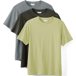 LANDS' END Kurz&auml;rmelige Rundhalsshirts im 3er-Set f&uuml;r Herren, Herren, size: regular, Multi, Baumwolle, by Lands' End
