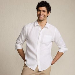 LANDS' END Premium Reinleinen-Hemd f&uuml;r Herren, Lang-Gr&ouml;&szlig;e, Herren, size: tall, Wei&szlig;, Leinen, by Lands' End