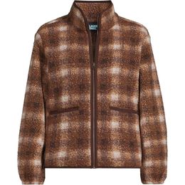 LANDS' END Boucl&eacute;-Fleecejacke Gemustert in Plus-Gr&ouml;&szlig;e, Damen, size: plus, Braun, Polyester, by Lands' End