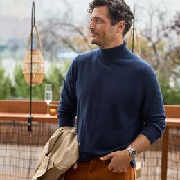 LANDS' END Kaschmir-Rollkragenpullover, Herren, size: regular, Blau, Kaschmir, by Lands' End
