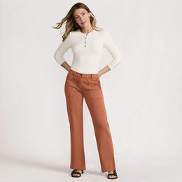 LANDS' END Lange Chino-Hose Mid Waist f&uuml;r Damen in Petite-Gr&ouml;&szlig;e, Damen, size: petite, Orange, Baumwolle/Lyocell (Viskose)/Baumwoll-Mischung, by Lands' End