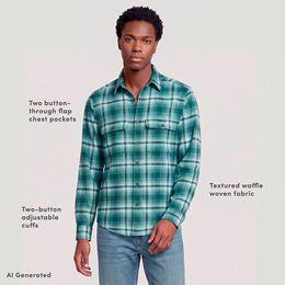 LANDS' END Freizeithemd mit Waffelstruktur f&uuml;r Herren, Herren, size: regular, Gr&uuml;n, Baumwolle, by Lands' End