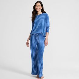LANDS' END Pyjama-Set mit Cooling-Finish in Petite-Gr&ouml;&szlig;e, Damen, size: petite, Blau, by Lands' End