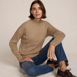 LANDS' END Stehkragenpullover Silk Touch f&uuml;r Damen, Damen, size: regular, Beige, Polyester/Nylon/Viskose, by Lands' End