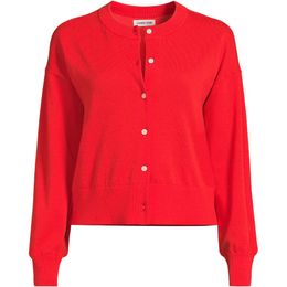 LANDS' END Kurzer Feinstrick-Cardigan aus Baumwolle f&uuml;r Damen in Plus-Gr&ouml;&szlig;e, Damen, size: plus, Rot, Baumwolle, by Lands' End