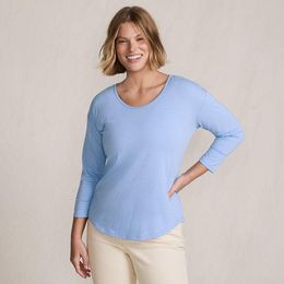 LANDS' END Flie&szlig;endes Shirt mit Ballettausschnitt in Petite-Gr&ouml;&szlig;e f&uuml;r Damen, Damen, size: petite, Blau, Elasthan/Baumwoll-Mischung, by Lands' End