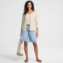 LANDS' END Rippshirt mit durchgehender Knopfreihe f&uuml;r Damen in Petite-Gr&ouml;&szlig;e, Damen, size: petite, Elfenbein, Elasthan/Baumwoll-Mischung, by Lands' End