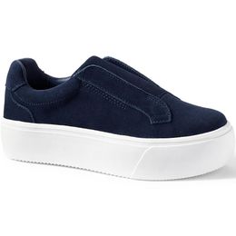 LANDS' END Plateau-Sneaker aus Veloursleder f&uuml;r Damen, Damen, size: regular, Blau, Rauleder, by Lands' End