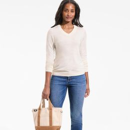LANDS' END CashTouch Pullover mit V-Ausschnitt f&uuml;r Damen in Petite-Gr&ouml;&szlig;e, Damen, size: petite, Elfenbein, Polyacryl, by Lands' End