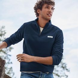 LANDS' END Anyweather Fleece-Pullover mit Rei&szlig;verschluss in Tall-Gr&ouml;&szlig;e, Herren, size: tall, Blau, Polyester, by Lands' End