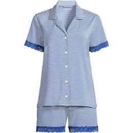 LANDS' END Pyjama-Set mit Shorts und Cooling-Finish, Damen, size: regular, Blau, by Lands' End