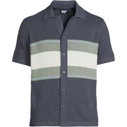 LANDS' END Strick-Poloshirt mit Knopfleiste f&uuml;r Herren, Herren, size: regular, Blau, Viskose/Baumwoll-Mischung/Nylon-Mischung, by Lands' End