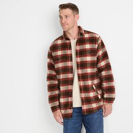 LANDS' END Hemdjacke aus geb&uuml;rstetem Flanell und Stepp f&uuml;r Herren, Herren, size: regular, Braun, Woll-Mischung/Polyester-Mischung, by Lands' End