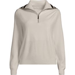 LANDS' END Feinstrick-Pullover mit Rei&szlig;verschluss f&uuml;r Damen, Damen, size: regular, Elfenbein, Polyester/Viskose/Polyester-Mischung, by Lands' End