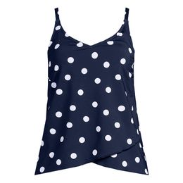 LANDS' END Tankinitop mit Tulpensaum chlorresistent f&uuml;r Damen in Lang-Gr&ouml;&szlig;e, Damen, size: regular, Blau, Nylon-Mischung, by Lands' End