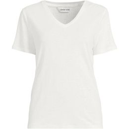 LANDS' END Soft Flow Shirt aus Leinenmix mit V-Ausschnitt in Plus-Gr&ouml;&szlig;e, Damen, size: plus, Elfenbein, Leinen/Baumwolle Modal, by Lands' End