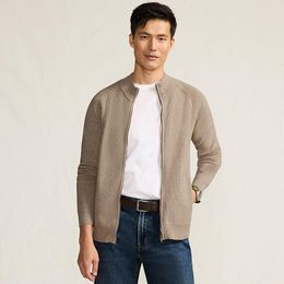 LANDS' END Feinstrick-Bomberjacke f&uuml;r Herren, Herren, size: regular, Elfenbein, Baumwolle/Polyester, by Lands' End