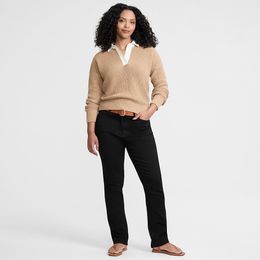 LANDS' END Unifarbene Straight Fit Jeans Mid Waist in Tall-Gr&ouml;&szlig;e, Damen, size: tall, Schwarz, Elasthan/Baumwoll-Mischung/Polyester-Mischung, by Lands' End