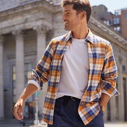 LANDS' END Supima Langarm-Shirt mit Rundhalsausschnitt, Herren, size: regular, Wei&szlig;, Baumwolle, by Lands' End