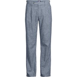 LANDS' END Leinenmix-Bundfaltenhose f&uuml;r Herren, Herren, size: regular, Blau, Leinen/Baumwoll-Mischung, by Lands' End