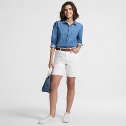 LANDS' END Soft Denim Mid Waist Jeansshorts 18 cm, Damen, size: regular, Blau, Baumwoll-Mischung, by Lands' End