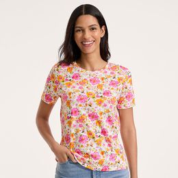 LANDS' END Supima Kurzarm-Shirt mit rundem Ausschnitt f&uuml;r Damen, Damen, size: regular, Wei&szlig;, Baumwolle, by Lands' End