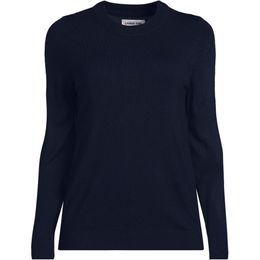 LANDS' END CashTouch Rundhalspullover f&uuml;r Damen in Petite-Gr&ouml;&szlig;e, Damen, size: petite, Blau, Polyacryl, by Lands' End
