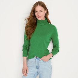 LANDS' END Feinstrick-Rollkragenpullover aus Baumwolle f&uuml;r Damen, Damen, size: regular, Gr&uuml;n, Baumwolle, by Lands' End
