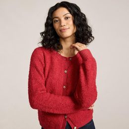 LANDS' END Boucl&eacute;-Cardigan mit goldfarbenen Kn&ouml;pfen f&uuml;r Damen in Petite-Gr&ouml;&szlig;e, Damen, size: petite, Rot, Wolle/Polyester/Polyacryl, by Lands' End