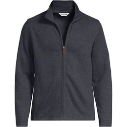 LANDS' END Bedford-Cardigan mit Rei&szlig;verschluss, Herren, size: regular, Schwarz, Baumwoll-Mischung/Polyester-Mischung, by Lands' End