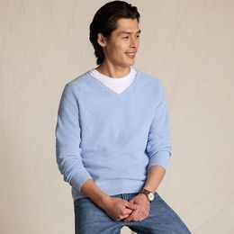 LANDS' END Baumwoll-Pullover mit Struktur und V-Ausschnitt f&uuml;r Herren, Herren, size: regular, Blau, by Lands' End