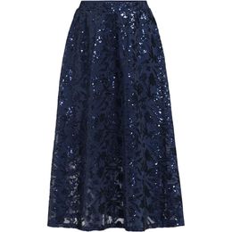 LANDS' END Midi-Spitzenrock f&uuml;r Damen, Damen, size: regular, Blau, Polyester, by Lands' End