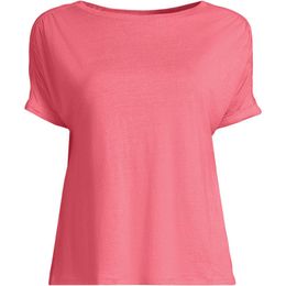 LANDS' END Leinen/Modal-Shirt mit kurzen &Auml;rmeln f&uuml;r Damen, Damen, size: regular, Pink, Leinen/Baumwolle Modal, by Lands' End