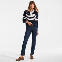 LANDS' END Straight Fit Recover Jeans Mid Waist, Damen, size: regular, Blau, Elasthan/Baumwoll-Mischung/Polyester-Mischung, by Lands' End