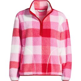 LANDS' END Teddy-Pullover mit Rei&szlig;verschluss Gemustert f&uuml;r Damen in Plus-Gr&ouml;&szlig;e, Damen, size: plus, Pink, Polyester, by Lands' End