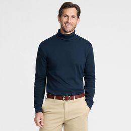 LANDS' END Supima Rollkragenshirt f&uuml;r Herren, Classic Fit, Herren, size: regular, Blau, Baumwolle, by Lands' End