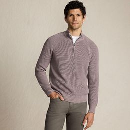 LANDS' END DRIFTER Pullover mit Rei&szlig;verschluss, Herren, size: regular, Braun, Baumwolle, by Lands' End