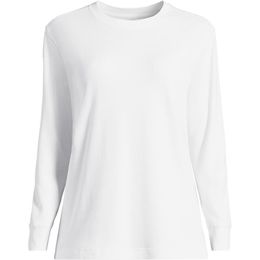 LANDS' END Lang&auml;rmeliges Supima Rundhalsshirt aus Interlock-Baumwolle, Damen, size: regular, Wei&szlig;, Baumwolle/Elasthan, by Lands' End