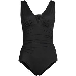 LANDS' END Shape-Badeanzug mit V-Ausschnitt SLENDER f&uuml;r Damen in E-Cup, Damen, size: regular, Schwarz, Nylon-Mischung, by Lands' End