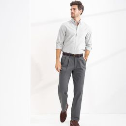 CLASSIC COMFORT. B&uuml;gelleichte Chino mit Bundfalten f&uuml;r Herren, Herren, size: regular, Grau, Baumwolle, by Lands' End
