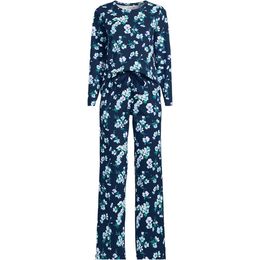 LANDS' END Gemustertes Pyjama-Set aus Baumwoll-Jersey f&uuml;r Damen in Petite-Gr&ouml;&szlig;e, Damen, size: petite, Blau, Elasthan/Baumwoll-Mischung, by Lands' End