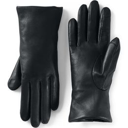 LANDS' END Lederhandschuhe mit Kaschmirfutter, Damen, size: regular, Schwarz, Kaschmir/Leder, by Lands' End