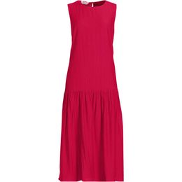 LANDS' END &Auml;rmelloses Ready to Go Midikleid, Damen, size: regular, Rot, Nylon/Viskose, by Lands' End