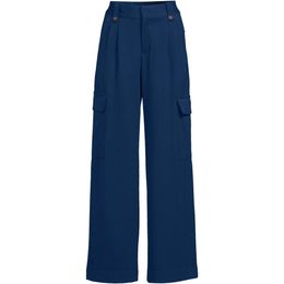 LANDS' END Cargo-Bundfaltenhose mit weitem Bein f&uuml;r Damen in Petite-Gr&ouml;&szlig;e, Damen, size: petite, Blau, Elasthan/Viskose/Viskose-Mischung, by Lands' End