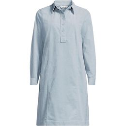 LANDS' END Feincord-Hemdblusenkleid in A-Linie in Plus-Gr&ouml;&szlig;e, Damen, size: plus, Blau, Baumwolle, by Lands' End