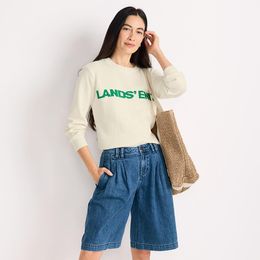 LANDS' END Leichte Jeans-Bermudashorts mit Bundfalten f&uuml;r Damen, Damen, size: regular, Blau, Baumwolle, by Lands' End