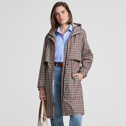 LANDS' END Verstaubarer wasserdichter Squall Kapuzen-Regenmantel Gemustert in Petite-Gr&ouml;&szlig;e, Damen, size: petite, Orange, Polyester, by Lands' End